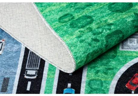 Dywany Luszczow Dětský kusový koberec JUNIOR 52052.802 pratelný  Město, ulice pro děti protiskluz, zelená / černý Rozměr koberce: 120 x 170 cm