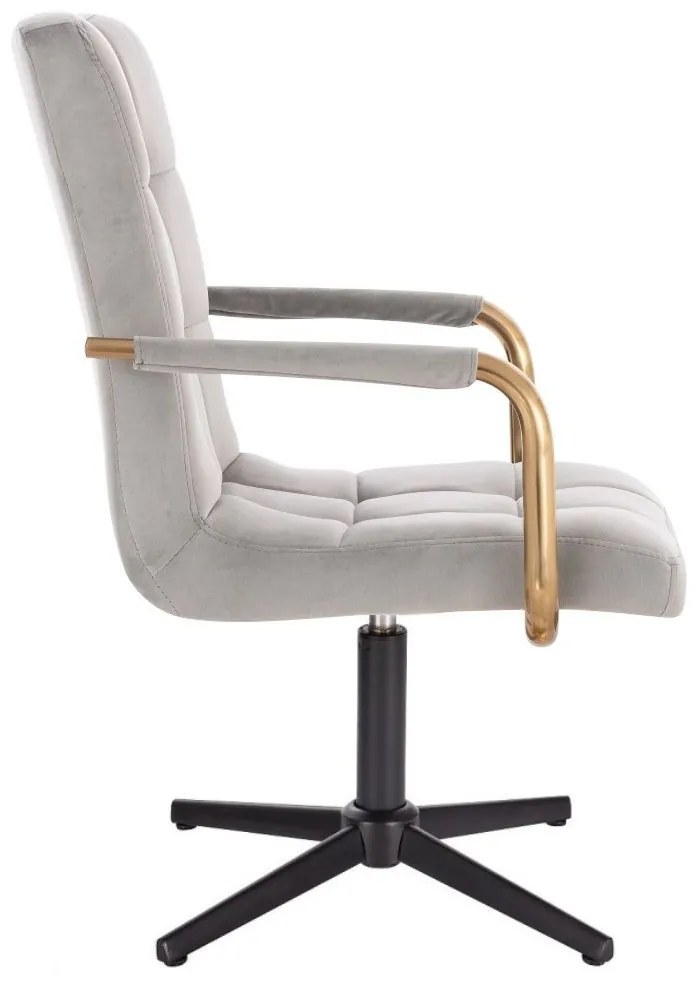 LuxuryForm DESIGN Otočná židle VERONA GOLD VELUR na černém kříži - světle šedá