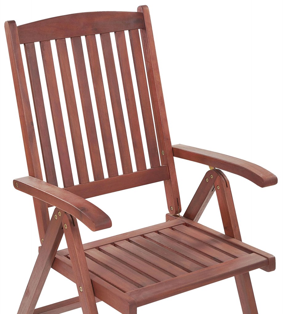 Sada 6 dřevěných zahradních židlí s béžově šedými polštáři TOSCANA Beliani