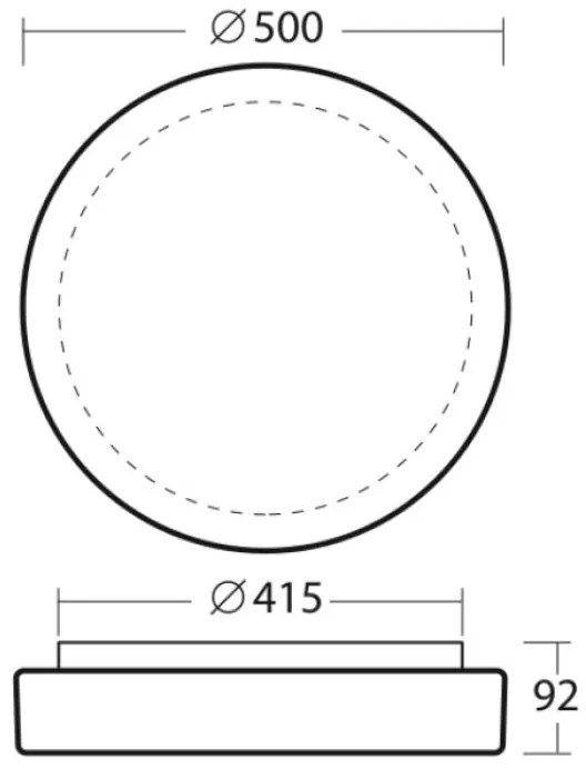Osmont Elsa 5, kulaté stropní svítidlo z triplexového skla, 26W LED, 2700K prům. 50cm, IP44