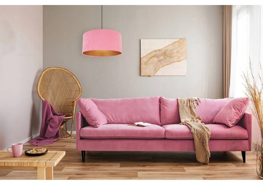 Závěsné svítidlo Mediolan, 1x růžové/zlaté textilní stínítko, (výběr ze 2 barev konstrukce), (fi 40cm)