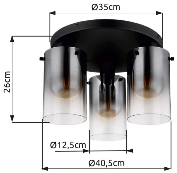 Globo 15907-3D - Přisazený lustr FLORENTINA 3xE27/40W/230V pr. 40,5 cm černá