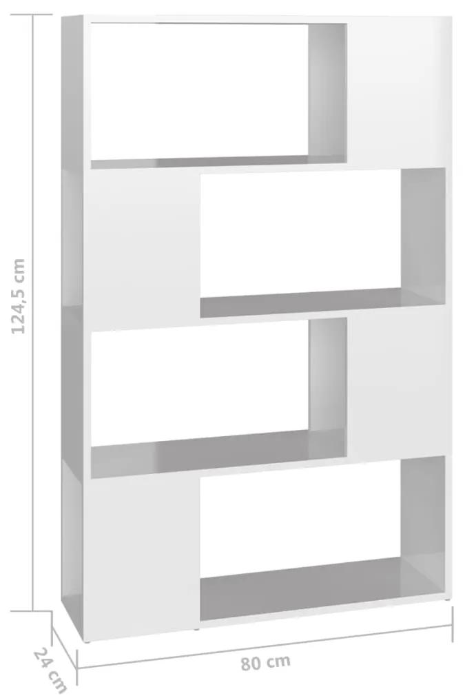 vidaXL Knihovna / dělicí stěna bílá vysoký lesk 80 x 24 x 124,5 cm