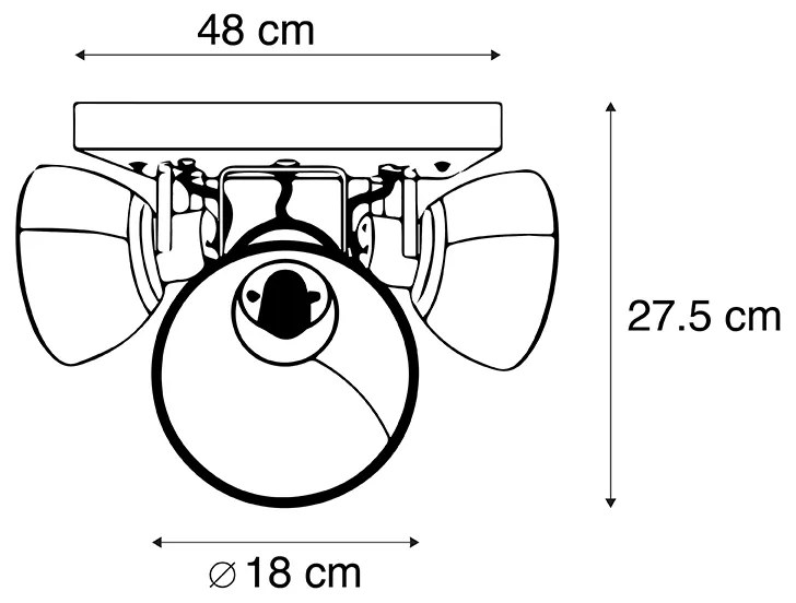 Průmyslové bodové svítidlo tmavě šedé s mangovým dřevem 3-světlo - Mangoes