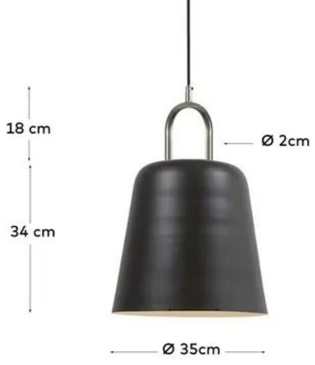 Černé kovové závěsné světlo Kave Home Daian 35,5 cm