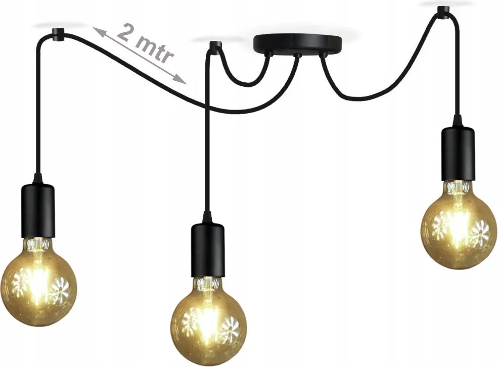Závěsná stropní lampa Pavouk 3 lustr 3xE27 Loft stropní lampy do obývacího pokoje