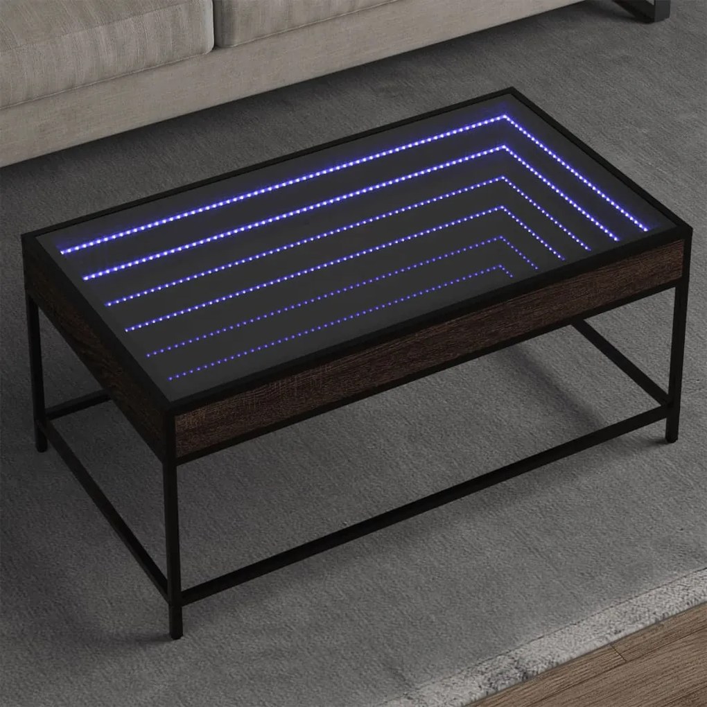 Konferenční stolek s Infinity LED hnědý dub 90 x 50 x 41 cm