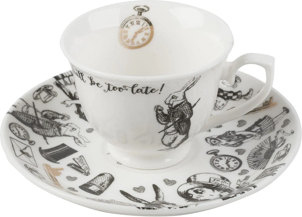 Porcelánový hrnek s podšálkem Alice In Wonderland