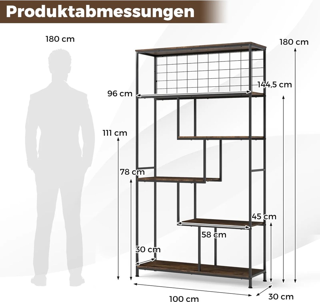 Costway 6 Tier Tall Bookshell Volně stojící stojan na rostliny s kovovou
