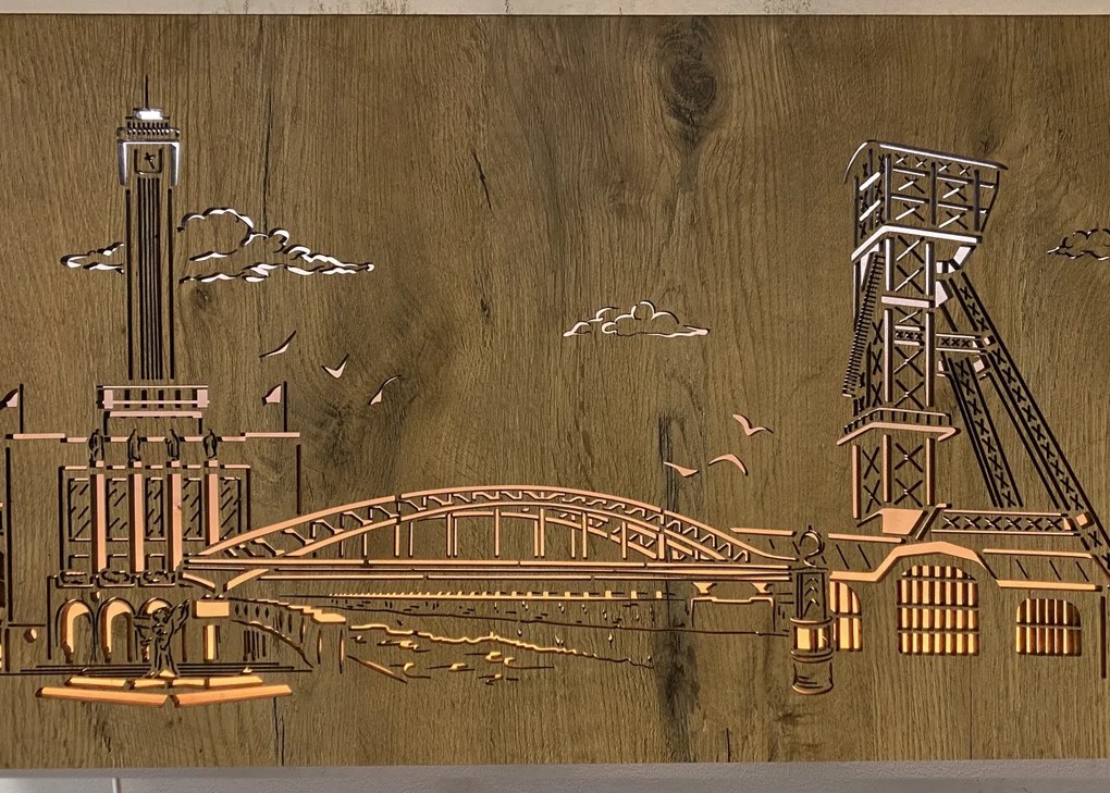Li-Go "Ostrava" světelný obraz 230V 130x40 cm provedení povrchu: dub světlý