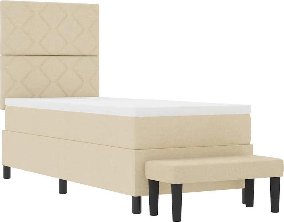 Postel s boxspringem s čelo Krémová 80 x 200 cm textil 3344105