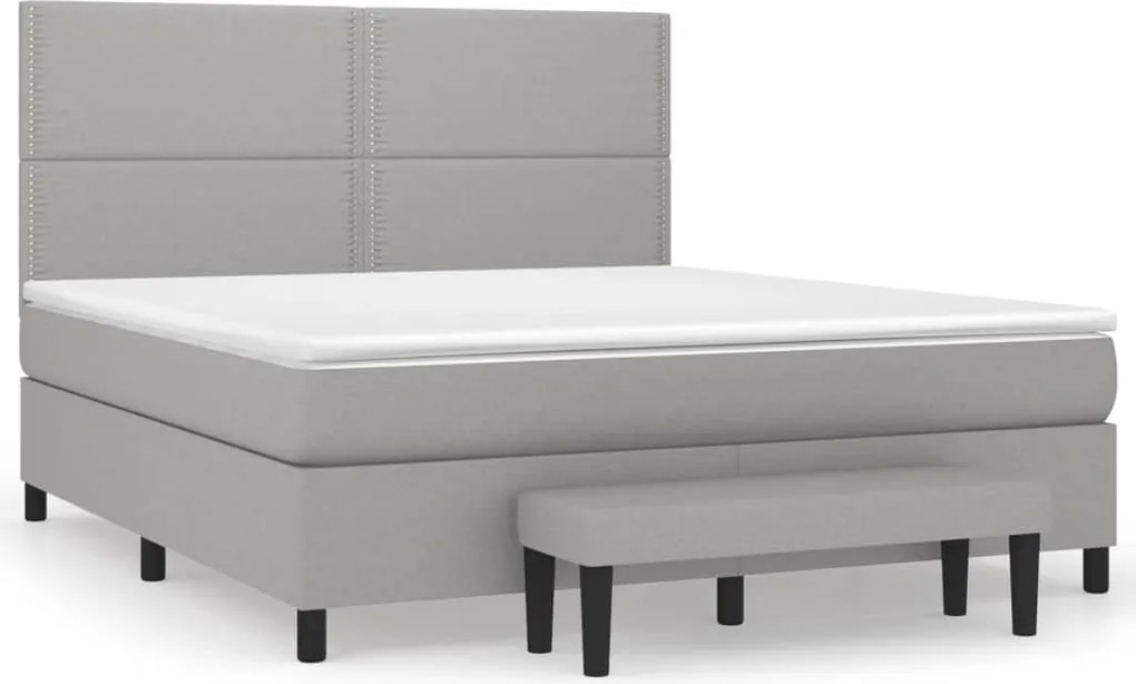 Box spring postel s matrací světle šedá 180 x 200 cm textil 3136533