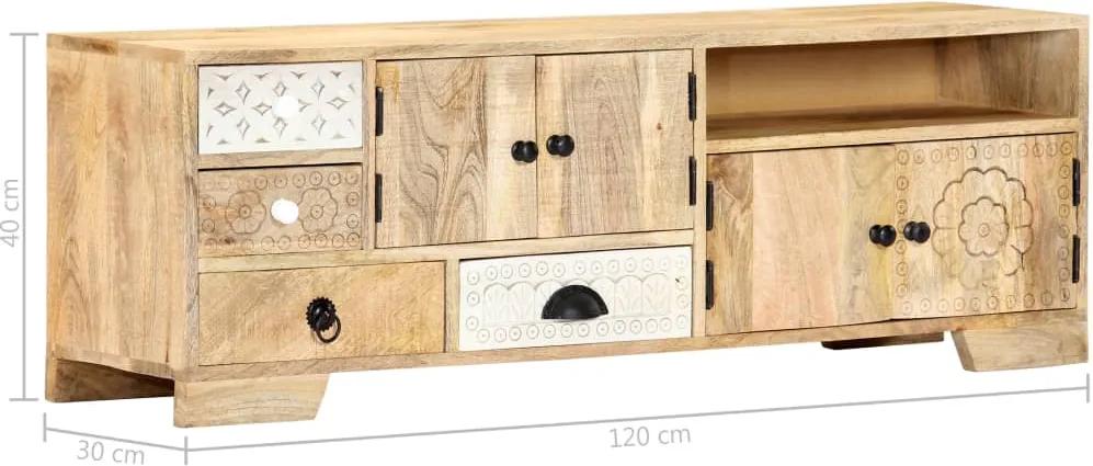 TV stolek Kayne - masivní mangovníkové dřevo | 120x30x40 cm
