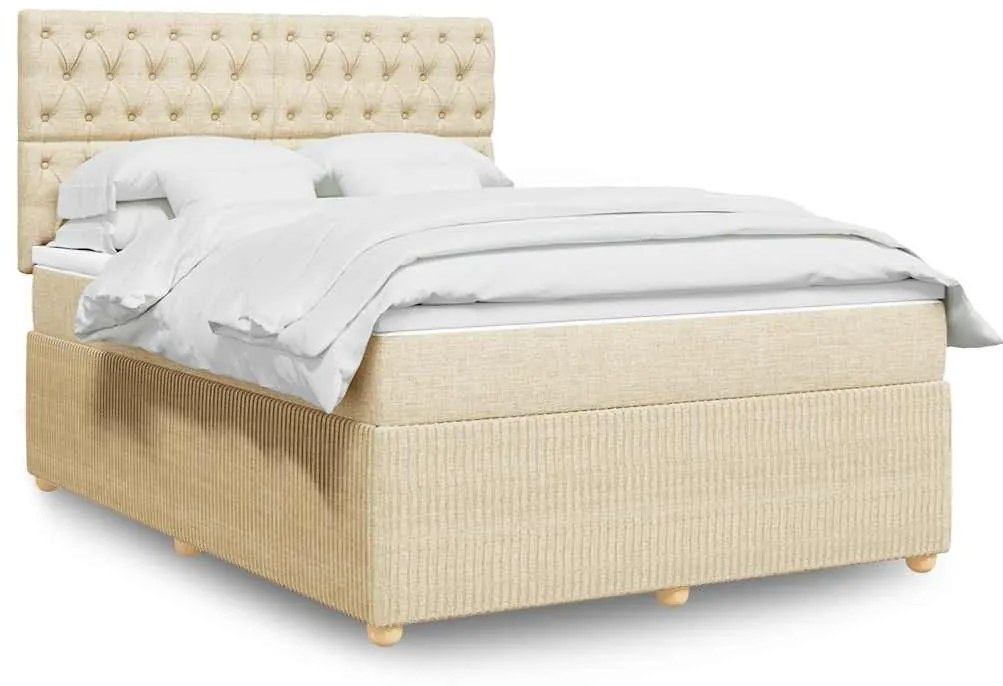 Box spring postel s matrací krémová 140x190 cm textil 3294363