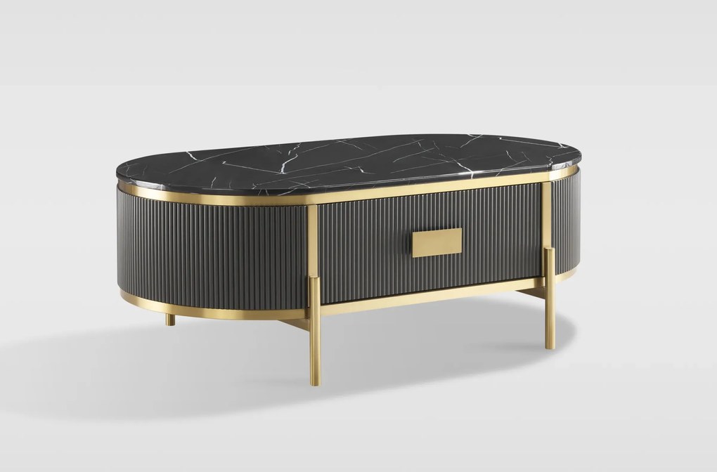 Konferenční stolek Stilig ST380A 124 cm zlatý/černý mramor