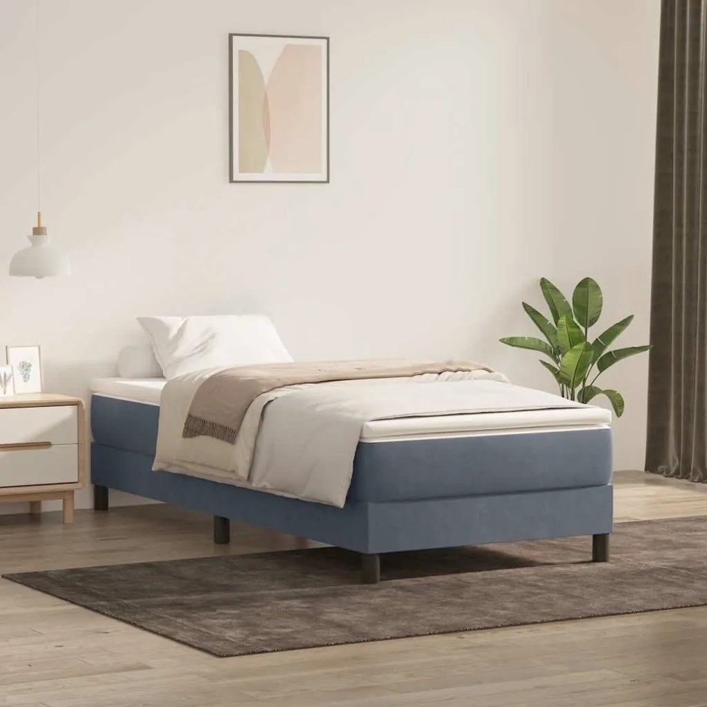 Postel Box Spring bez matrace tmavě šedá 100x220 cm samet 3315862