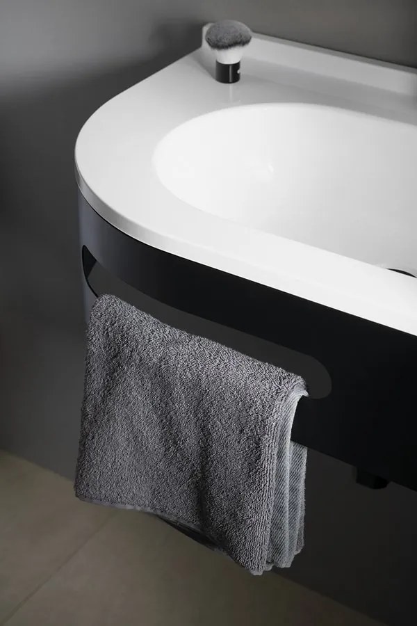 Sapho, PULSE konzola s držákem ručníků, pravá, černá mat, BM658-CP