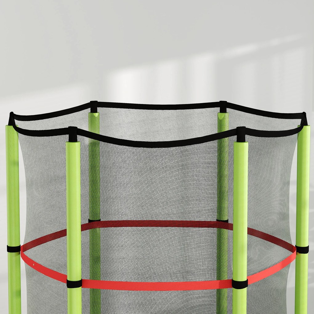 HOMCOM Dětská trampolína Ø140x190 cm pro děti 3-6 let se bezpečnostní sítí, 45 kg nosnost, interiérová zelená