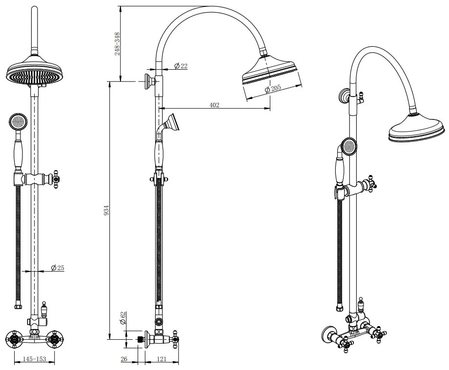 F-Design Lacrima, nástěnná sprchová sada s dešťovou sprchou, chrom lesklý, FD1-LRA-7SET1-11