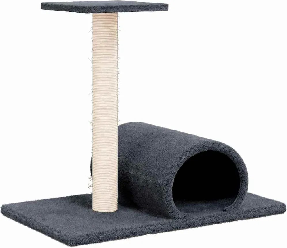 Škrabadlo pro kočky s tunelem tmavě šedé 60 x 34,5 x 50 cm 171698