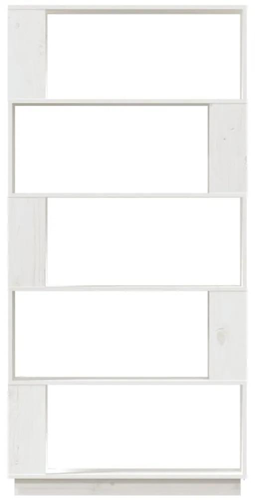 Knihovna / dělicí stěna bílá 80x25x163,5 cm masivní borovice - Default Title