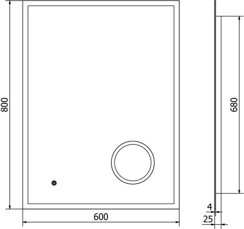 Mexen Kala osvětlené koupelnové zrcadlo s kosmetickým zrcátkem 60 x 80 cm, LED 6000K, anti-fog - 9820-060-080-611-00