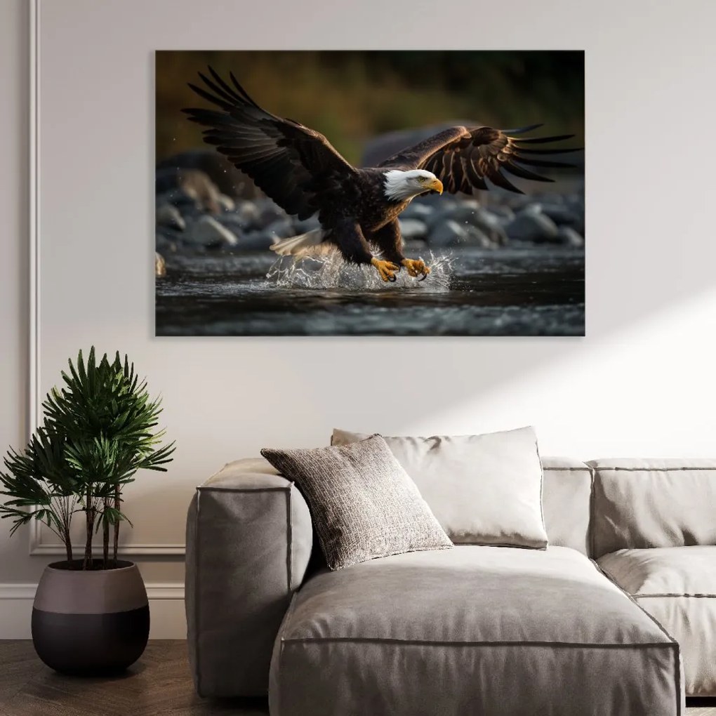 Obraz na plátně - Orel bělohlavý na lovu FeelHappy.cz Velikost obrazu: 90 x 60 cm