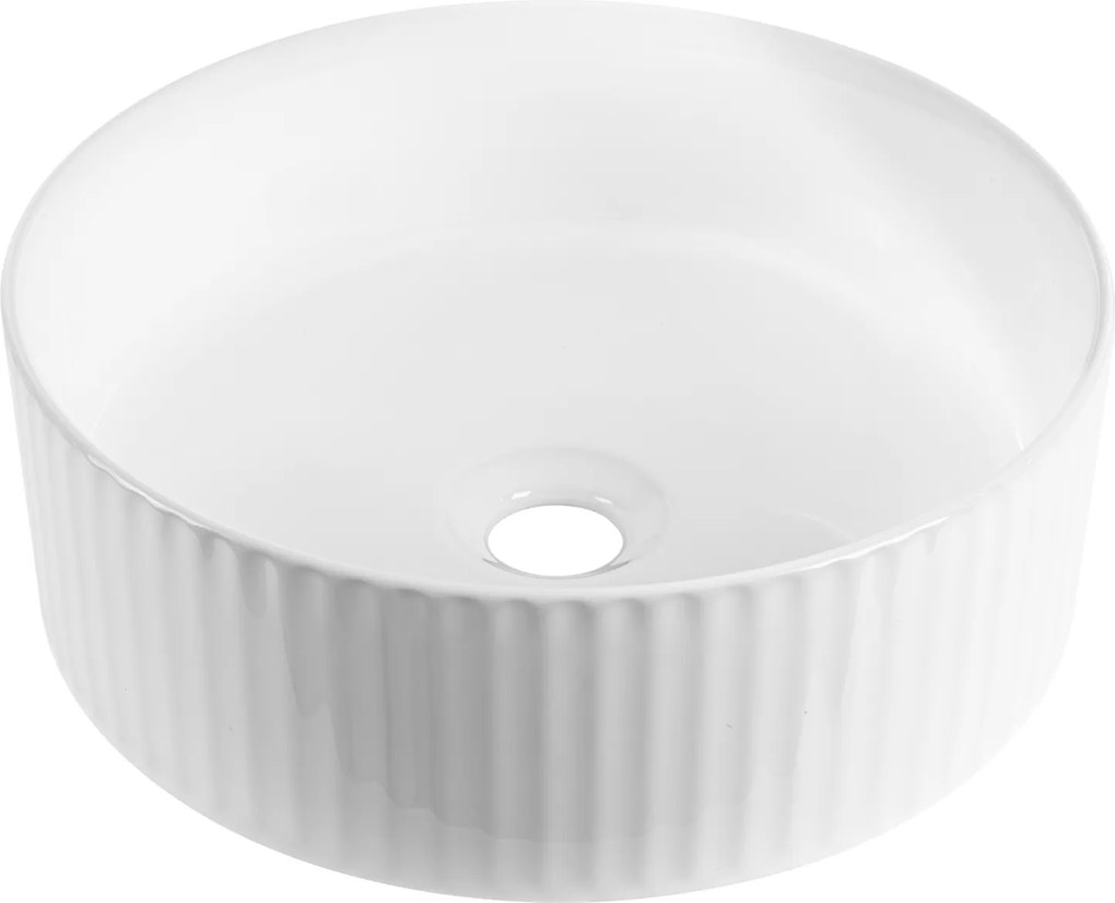 Invena Invena, kulaté keramické umyvadlo 360x360x120 mm, bílá lesklá, INV-CE-63-001-C