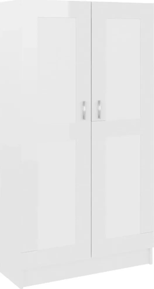 vidaXL Knihovna 82,5x30,5x150 cm dřevotříska [802729] Barva: bílá s vysokým leskem