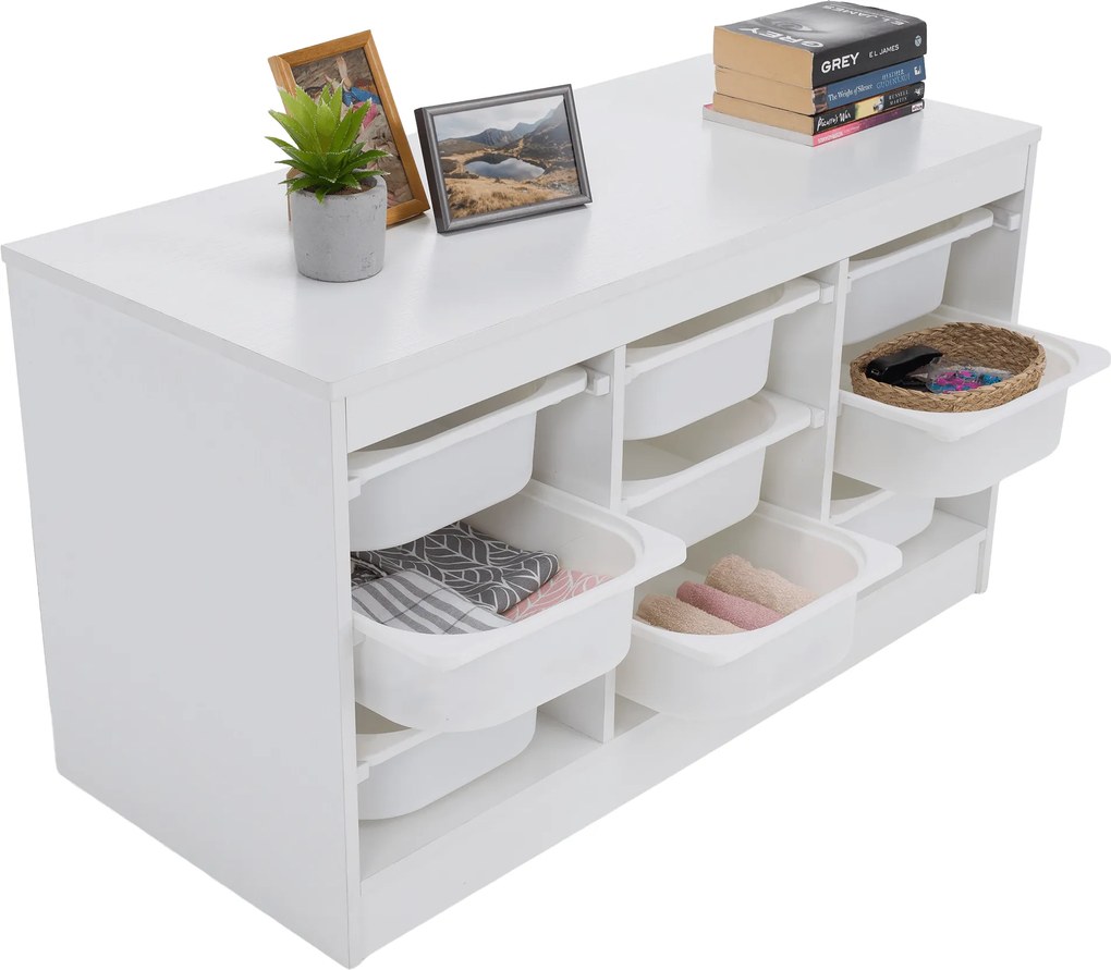 Organizér s úložnými boxy, bílá, TRIMAL