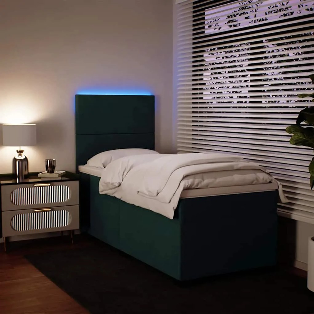 Box spring postel s matrací tmavě zelená 100x200 cm samet 3293131