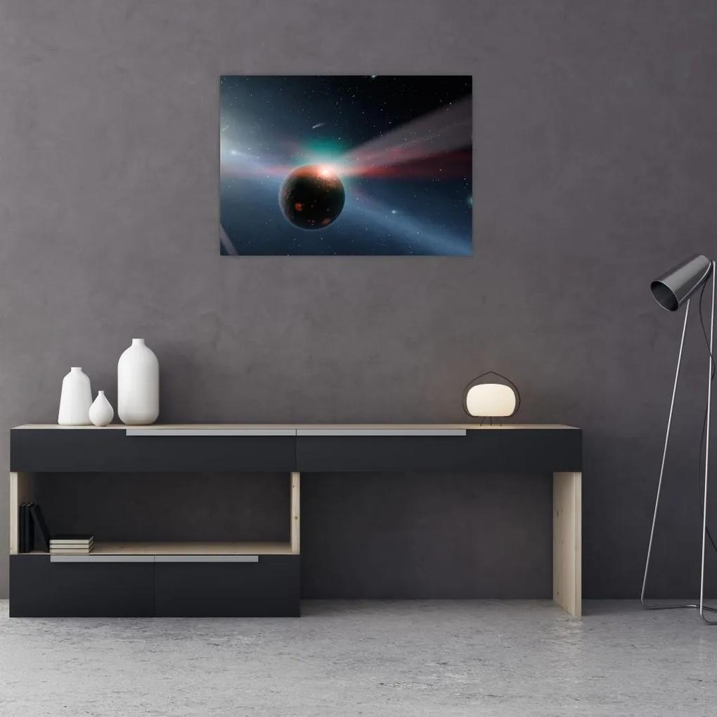 Skleněný obraz planetky (70x50 cm)