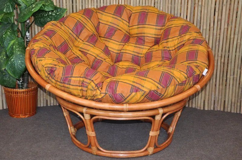 Axin Trading Ratanový papasan 100 cm koňak s polstrem Polstr: Okrový
