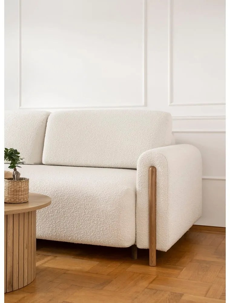 Slonovinová rozkládací/s úložným prostorem pohovka z textilie bouclé 244 cm Arcadova - II. jakost – ELTAP