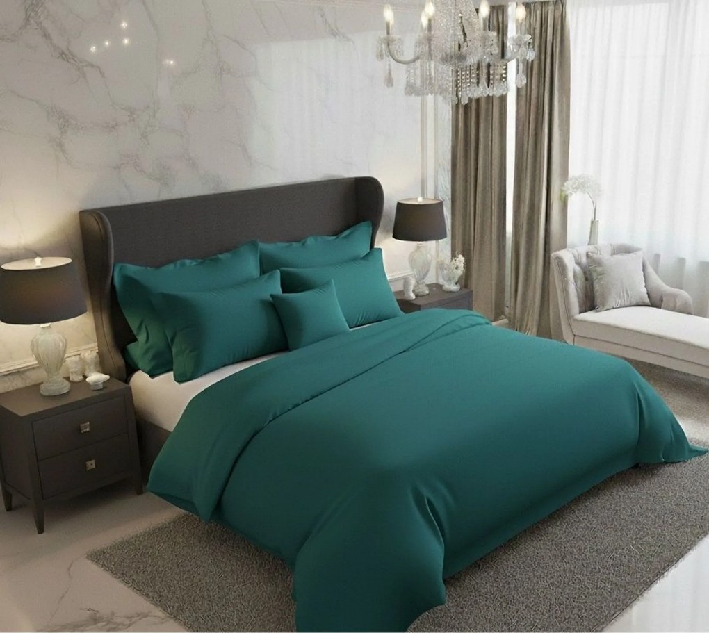 Saténové povlečení LUXURY COLLECTION tmavě zelené - 1x 140/220, 1x 70/90cm