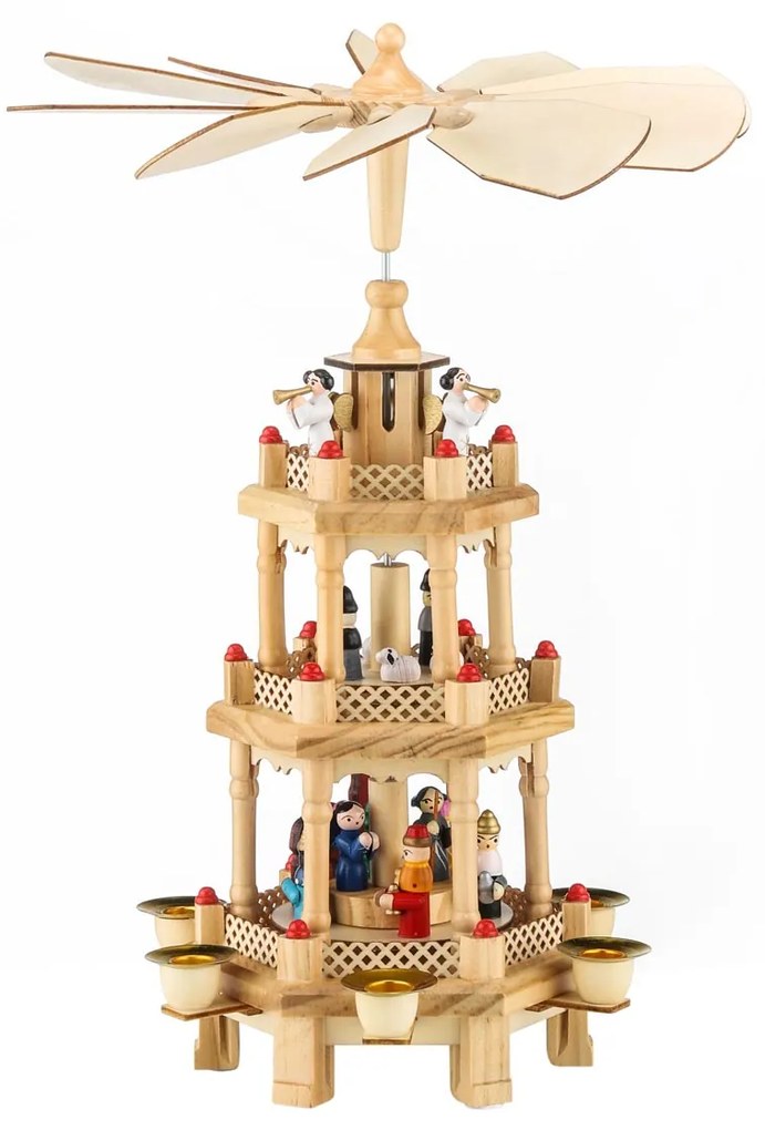 Haushalt international Velký dřevěný vánoční kolotoč, 42 cm