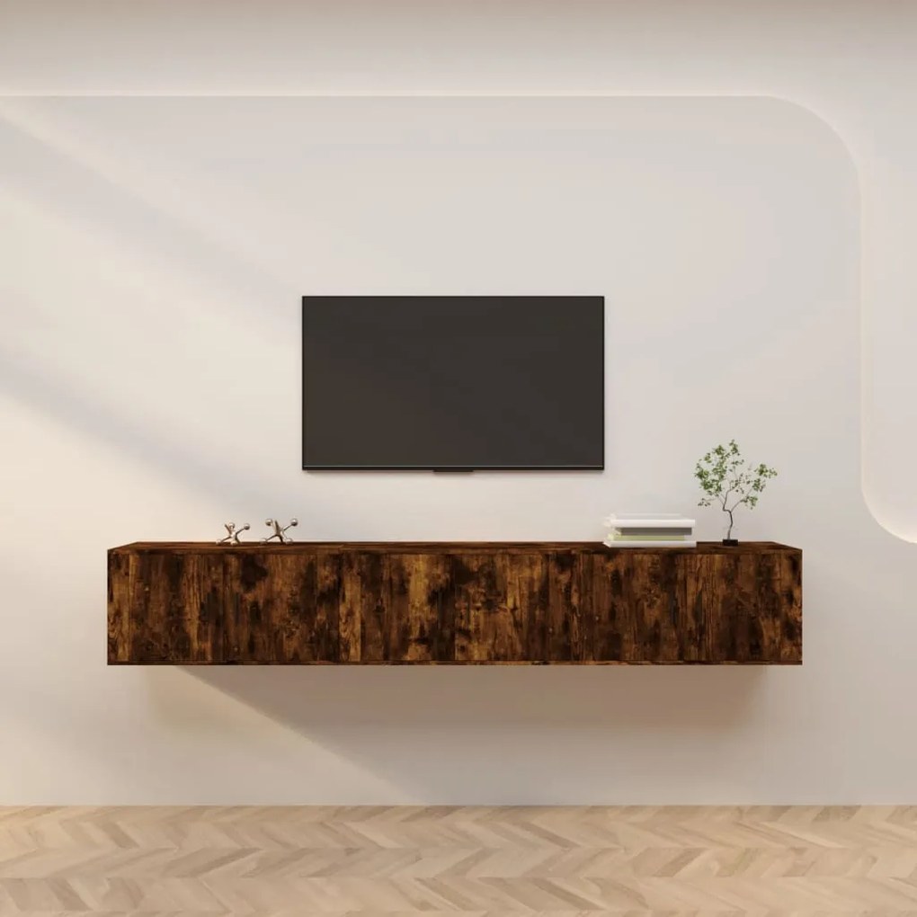Nástěnné TV skříňky 3 ks kouřový dub 80 x 34,5 x 40 cm 3188363
