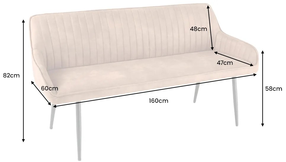 Designová lavice Esmeralda 160 cm hnědá