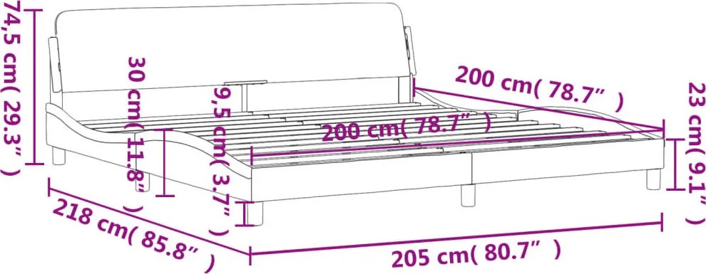 vidaXL Rám postele s čelem 200 x 200 cm samet [373253] Barva: Černá