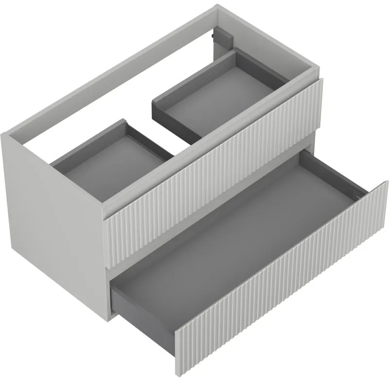Mexen Rivel, koupelnová skříňka 90 cm, 2 zásuvky, drážkovaná, matná šedá, 91A20-09047-2-BFF62
