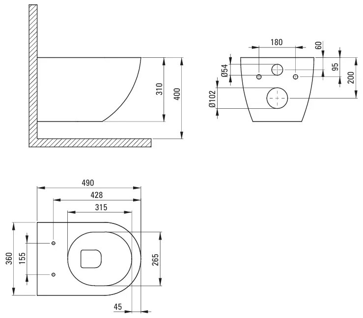 Deante Toilet bowl, with seat, rimless