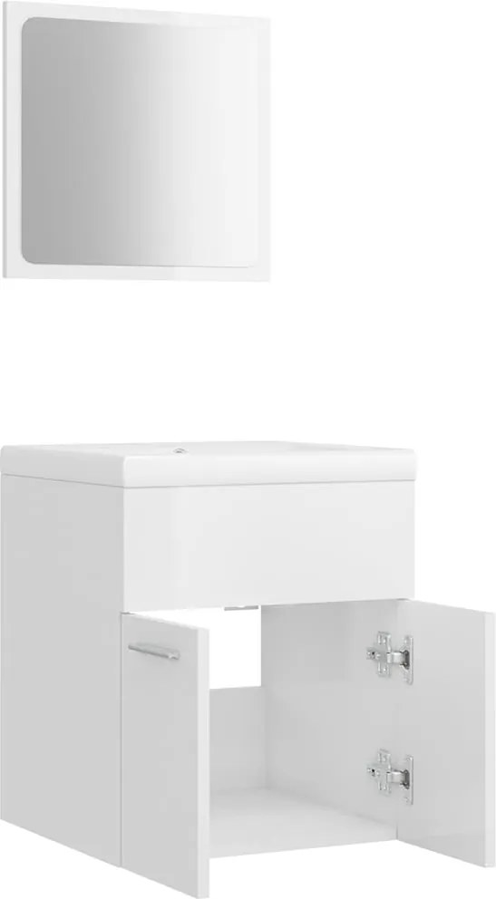 Set koupelnového nábytku bílý s vysokým leskem dřevotříska 3070862