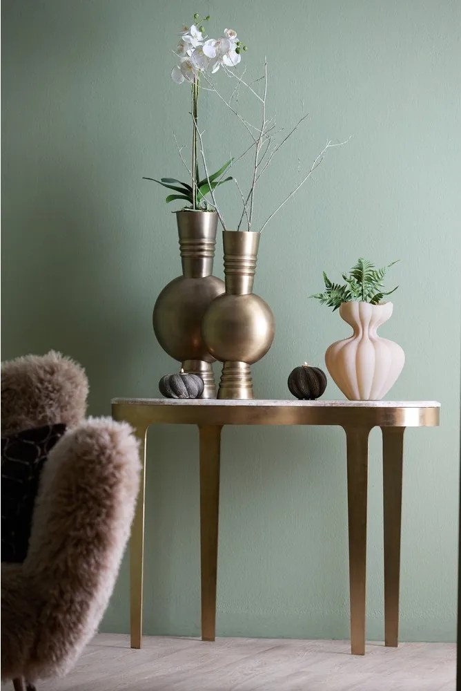 Konzolový stolek s mramorovou deskou v bronzové barvě/taupe 40x110 cm Giulio – Light & Living