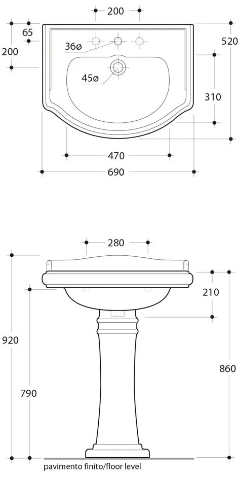 Bílé keramické umyvadlo 69x52 cm Retro – Sapho