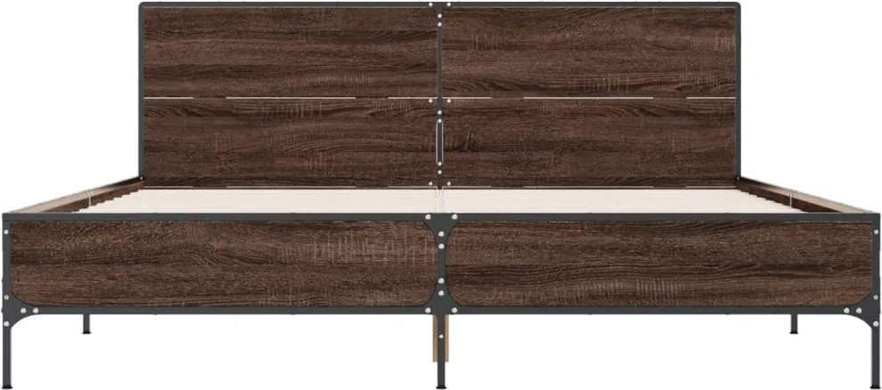 Rám postele hnědý dub 120 x 190 cm kompozitní dřevo a kov 3280026
