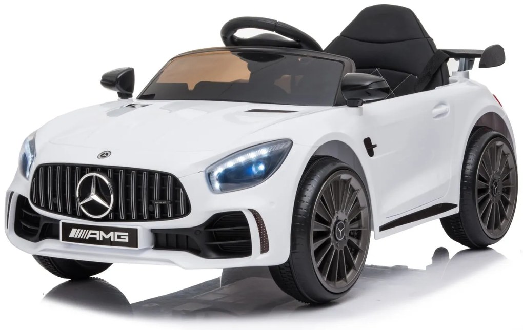 Dětské elektrické autíčko s dálkovým ovládáním BestBerg BBCC-50W – Mercedes-Benz AMG GT R / nosnost 25 kg / Li-Ion baterie / bílá