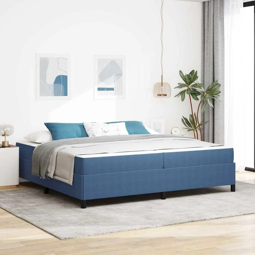 Rám postele s matrací Modrá 200 x 200 cm textil 3399143