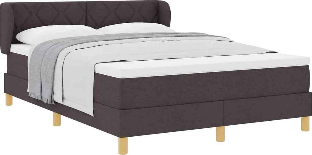 Postel s boxspringem s čelo Tmavě hnědá 160 x 200 cm textil 3340286
