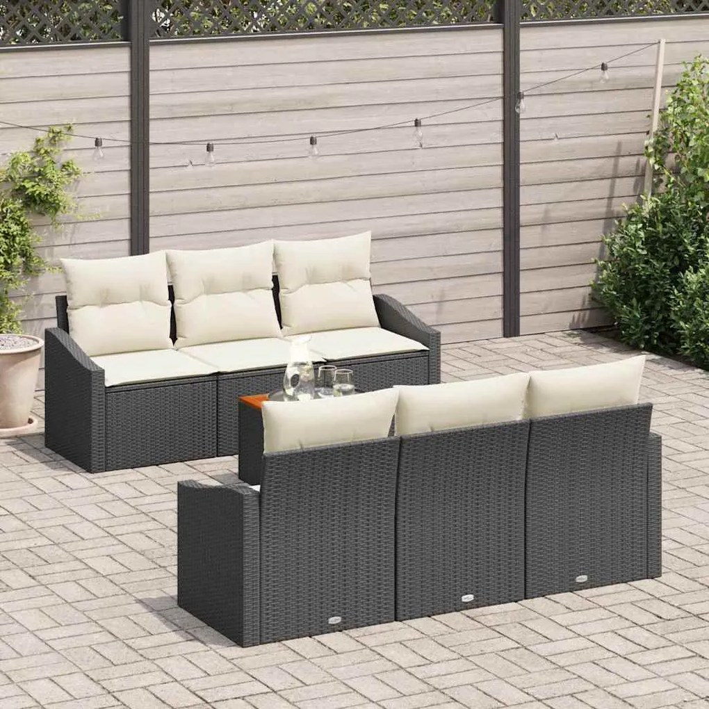 Sada zahradních pohovek 7 ks Černá a krémová polyratan 3356444