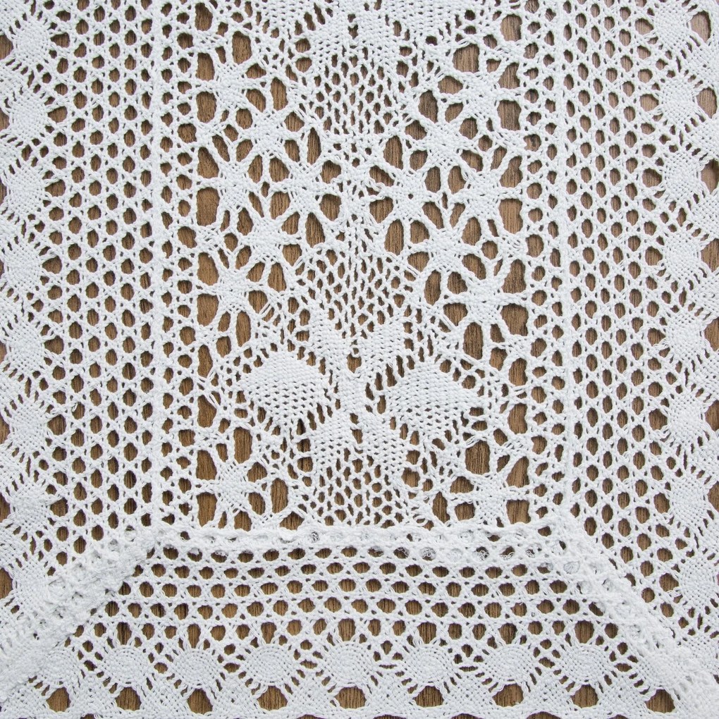EUROFIRANY AŽUROVÝ BĚHOUN NA STŮL MEGGY 32X180 CM BÍLÝ
